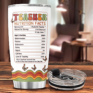 HUBUPU Tumblers Teachers Pack Coffee Women For Gift Music Cups Appreciation Stainless Steel, Teacher Gifts, Tumbler 20 Oz With Lid And Straw, Teacher Nutrition Facts