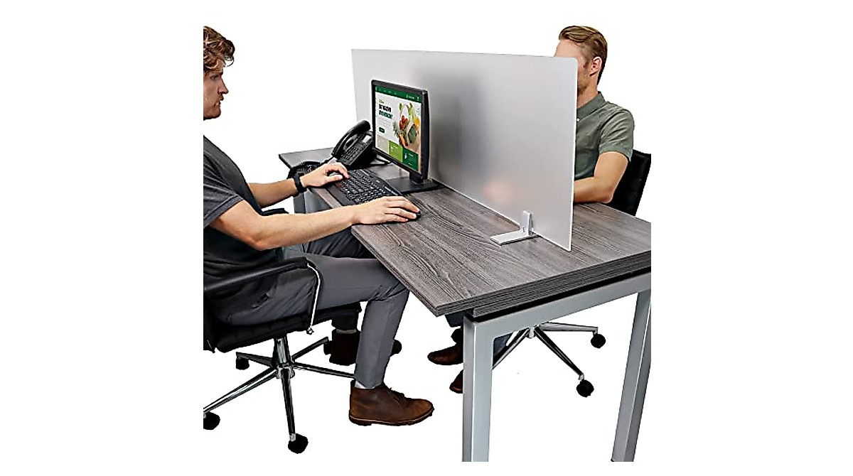 Obex Frosted Acrylic Desk Privacy Screen - 12" X 42"