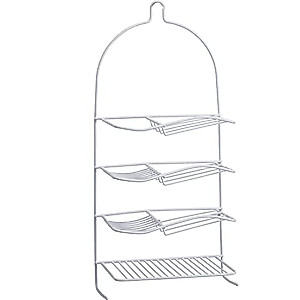 Bath Bliss Shower 4 Tier Shower Caddy | 4 Tier Shelves | Soap Dish Holder | Razor Slots | Wash Cloth Hook | Loofah Hook | White | Rust Resistant | Bathroom Accessories