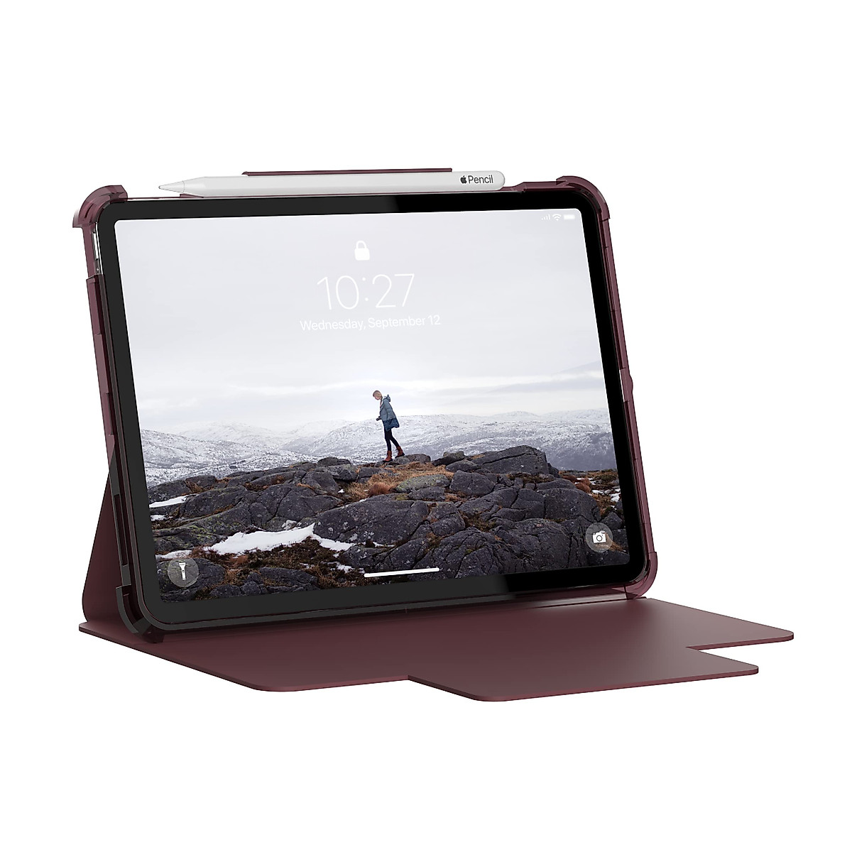 [U] by UAG iPad Pro 11" (4th Gen 2022, 3rd Gen 2021) Case Lucent Lightweight Slim Shockproof Smart Folio Protective Cover with Auto/Sleep Wake & Pencil Holder, Aubergine/Dusty Rose