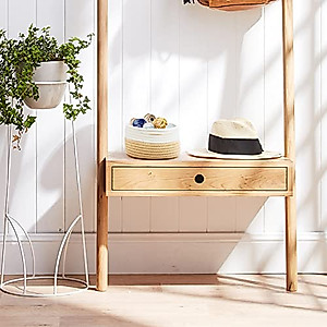 Set of 3 Small Cotton Rope Storage Baskets,Baby Nursery Organizer for Books,Magazines,Toys Storage Bin,White Woven Basket with Handles