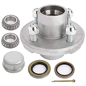 ECCPP Boat Trailer Hub Kit 4 Bolt 1-1/16 L44649 Silver Tapered Spindle Galvanized 2,000 Lbs Axle Kit