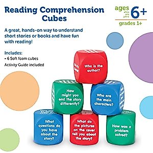 Learning Resources Reading Comprehension Cubes, 6 Colored Foam Cubes, Ages 6+, Multi-color, 1-5/8 L x 1-5/8 W in
