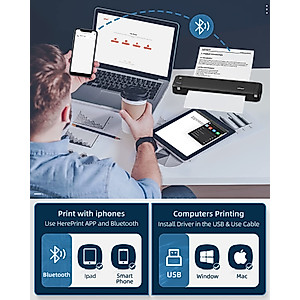 HPRT Portable Printer Wireless Bluetooth Thermal Transfer Mobile Printer Inkless Phone Compatible with Android and iOS, Laptop for Travel 8.5" X 11" US Letter&A4 Paper (USB Driver Included)