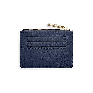 KATIE LOXTON One In a Million Print Womens Small Vegan Leather Zippered Card Holder Wallet Navy