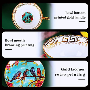 Moritic vintage art bone china exquisite coffee cup with spoon and European style tea cup and saucer set suitable for all kinds of leisure (blue, 1)