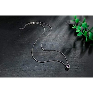 Presentski February Birthstone Necklace Amethyst Necklace Solitaire Pendant Necklace 925 Sterling Silver Necklace for Women Mother's Day Gifts Jewelry