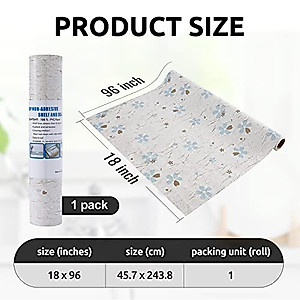 RAY STAR 18X96 Inch Shelf Liner for Kitchen Cabinets, Non-Adhesive Cabinet Liner Washable, PVC Drawer Liner for Dresser Non-Slip Bathroom (Floral)(1 Roll)