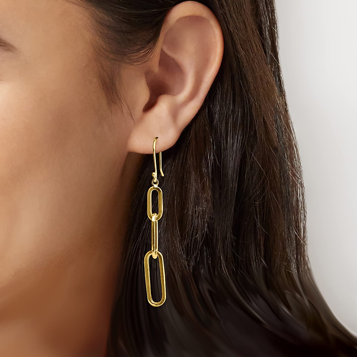 Canaria 10kt Yellow Gold Graduated Paper Clip Link Drop Earrings