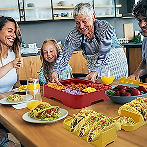 OOFAYBILL Taco Holder Tuesday , Taco Bar Serving Set for a Party,Taco Holders Set of 12 Tortilla , Taco Plates With Dividers, Taco Night