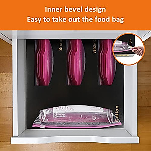 Ziplock Bag Organizer for Kitchen Drawer, Bamboo Organizer, Compatible with Gallon, Quart, Sandwich and Snack Variety Size Bag