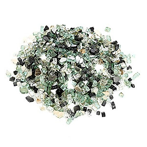Stanbroil 10-Pound Blended Fire Glass - 1/4 inch Reflective Tempered Fire Glass Blended Onyx Black, Platinum, Light Green Reflective for Indoor and Outdoor Gas Fire Pits and Fireplaces