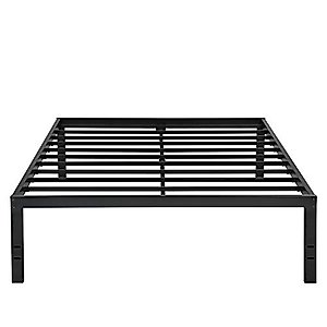 PrimaSleep 18 Inch Tall Metal Bed Frame/Dura Steel Slat/Anti-Slip Support/No Box Spring Needed, Queen, Black