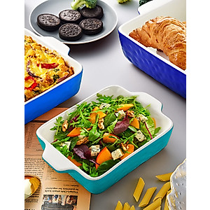 3Pack Ceramic Baking Dish for Oven Large Casserole Baking Dish with Handles Packaging Upgrade Nonstick Ceramic Bakeware for Cooking, Cakes, Lasagna & Gift, Blue