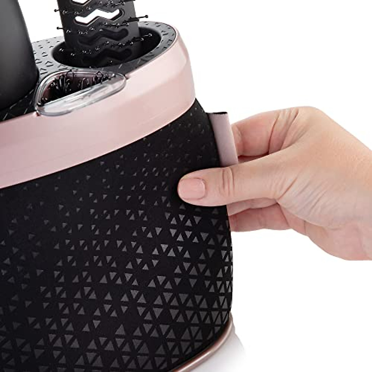 Minky Homecare Neoprene Styling Dock, Curling Iron and Hair Dryer Holder - Hair Tool Organizer Storage for Bathroom Countertop, Dresser - Rose Gold/Black