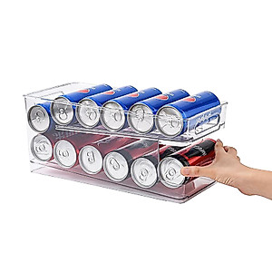 ZOAJU 2-Layer Soda Can Organizer for Refrigerator Can Dispenser Pantry Storage Rack for Freezer Countertops Cabinets Pantry, Automatic Dispensing