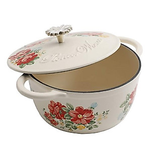 The Pioneer Woman Timeless Beauty Vintage Floral 3-Quart Enameled Cast Iron Casserole w/Lid