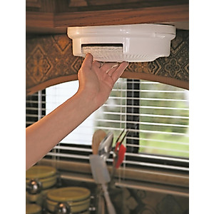 Camco 9-inch Pop-A-Plate Plastic Plate Dispenser | Ideal for Compact Spaces, RVs and Trailers | Mounts Under Cabinets or Shelves | White (57001)