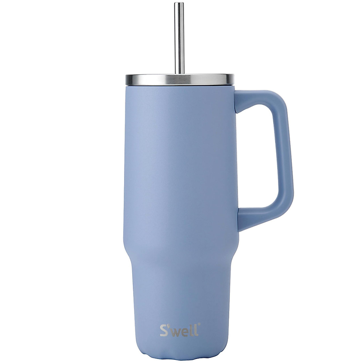 S'well Recycled Stainless Steel Tumbler XL with Straw and Handle, 30oz, Hydrangea Blue, Triple Layered Vacuum Insulated Containers Keeps Drinks Cold for 36 hours and Hot for 9