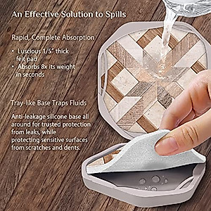 UMIRRO Absorbent Drink Coasters for Wooden Coffee Table Decor, Rustic Country Farmhouse Cup Coasters, Boho Tile Design, Brown, 4", Set of 4