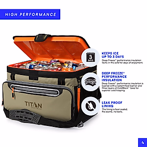 Titan by Arctic Zone Deep Freeze Cooler - 48 Can Zipperless Hardbody Cooler - Deep Freeze Insulation, HardBody Liner, and SmartShelf - Moss