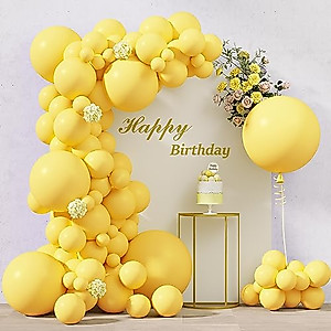 RUBFAC 116pcs Yellow Balloons Different Sizes Pack of 36 18 12 10 5 Inch for Garland Arch Extra Large Balloons for Birthday Graduation Wedding Party Decoration