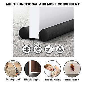 WEXHUG Waterproof Twin Door Draft Stopper Adjustable Size 30" to 36" Weather Stripping Noise Blocker Window Breeze Blocker (Black)…