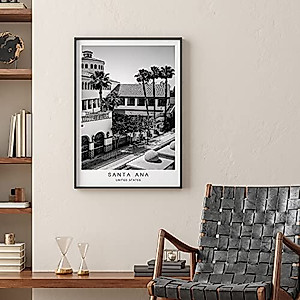 Dear Mapper Santa Ana United States View Abstract Road Modern Map Art Minimalist Painting Black and White Canvas Line Art Print Poster Art Line Paintings Home Decor (Set of 3 Unframed) (12x16inch)