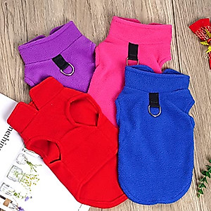 4pcs Dog Vest Sweater Pet Cold Weather Pullover Polar Fleece Winter Puppy Shirt Warm Clothes with Leash Ring for Small Pets Cats Dogs (Medium, Blue Purple Red Rose)