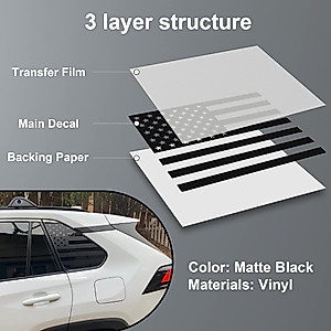 Zhizhong Side Window American Flag Decals for Car SUV Trucks, Universal Matte Black USA Flag Vinyl Sticker Free Installation Tools (A Pair)