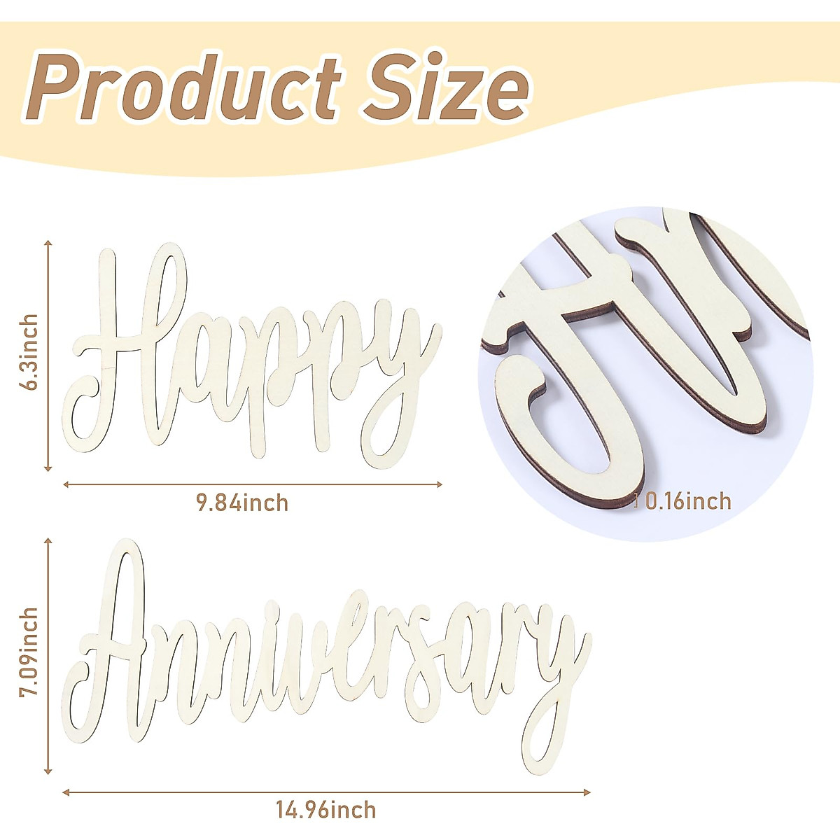 Happy Anniversary Banner Decorations- Wooden Happy Anniversary Sign for Party Decor Backdrop, Men Women 50th Birthday Decoration, 20th/25th/50th Wedding Anniversary Decoration