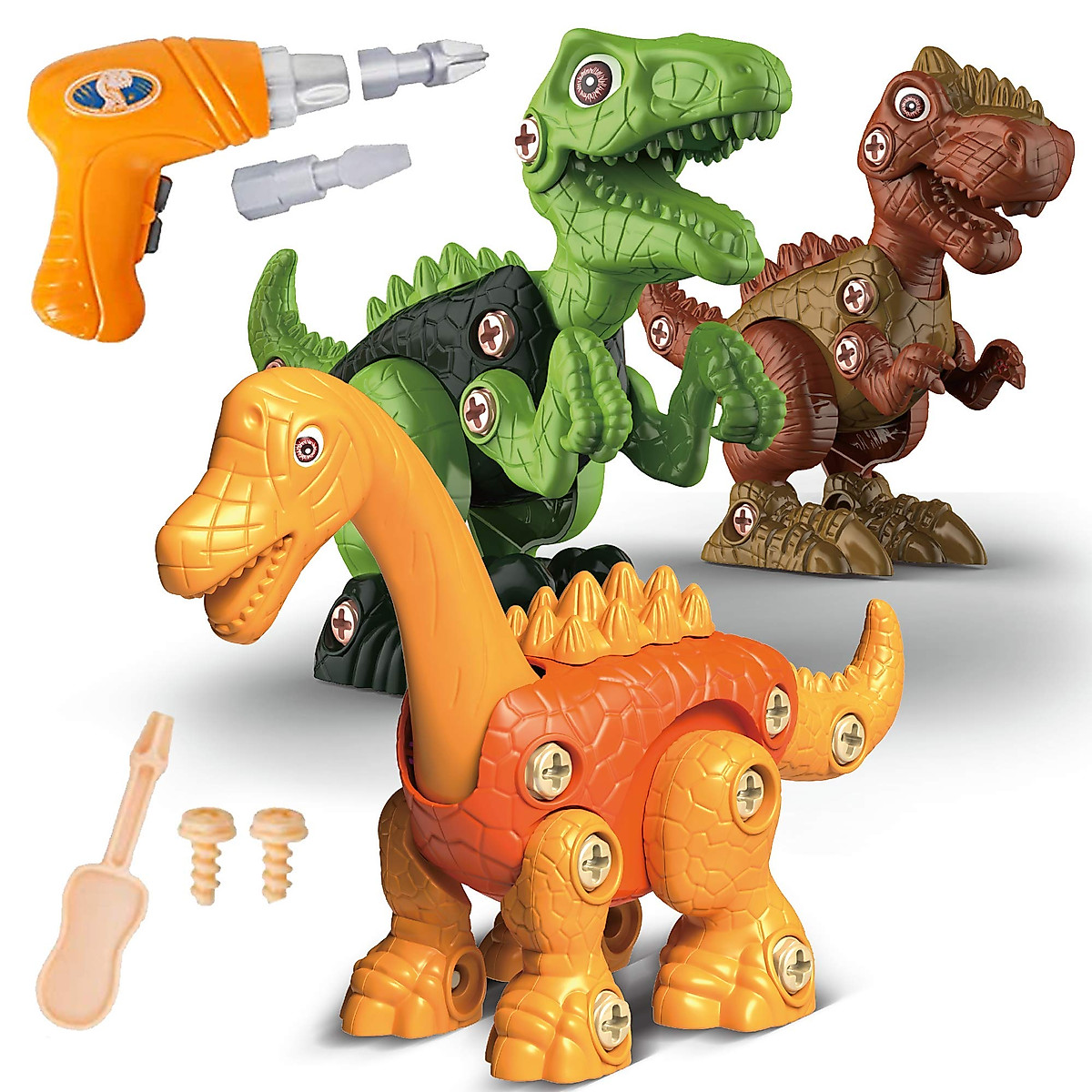 Take Apart Dinosaur Toys for Boys Building Toy Set with Electric Drill Construction Engineering Play Kit STEM Learning for Kids Girls Age 3 4 5 Year Old