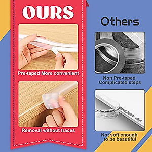 Edge Protector 100% Silicone, Soft Corner Protectors for Kids, Baby Proofing, 3.3ft Pre-Tape Adhesive Edge Guard for Kids Safety, Child Drawer Furniture Cabinet Bumper (0.6x0.6in(Width))