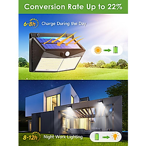 Solar Lights Outdoor Waterproof【240LED 1500LM】Motion Sensor Outdoor Lights,3 Modes Solar Motion Sensor Light Outdoor, IP65 Solar Flood Lights Outdoor,Security Lights Outdoor,LED Solar Outdoor Lights