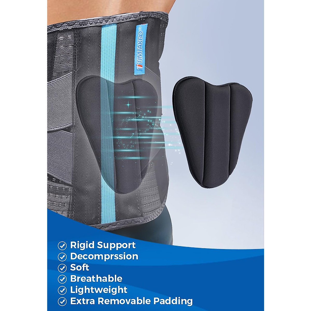 Back Brace for Lower Back Pain,Back Support W/Lumbar Pad for Men Women Herniated Disc,Sciatica,Scoliosis,Waist Pain Relief Lumbar Support Belt for heavy lifting(Gray/Blue,S/M Fit Belly 23.5"-29.5")