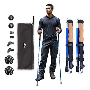 Cascade Mountain Tech Trekking Poles Blue Cork