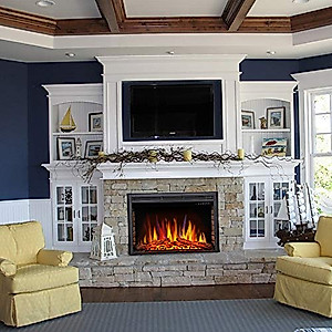 Antarctic star 36" Electric Fireplace Insert, Freestanding & Recessed Electric Stove Heater, LED Adjustable Flame with Burning Fireplace Logs Touch Screen, Remote Control, Timer, 750W-1500W.