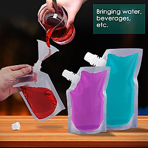 ERKOON Plastic Flask Reusable Plastic Drinking Flasks Pouches 9x14oz with 2 Silicone Funnel, Clear