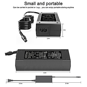 Qoovi 42V 2A Power Adapter with PowerFast 3-Prong Inline Connecter for 36V Sports Mod,Pocket Mod,and Dirt Quad Lithium Battery,Universal Electric Scooter Power Supply