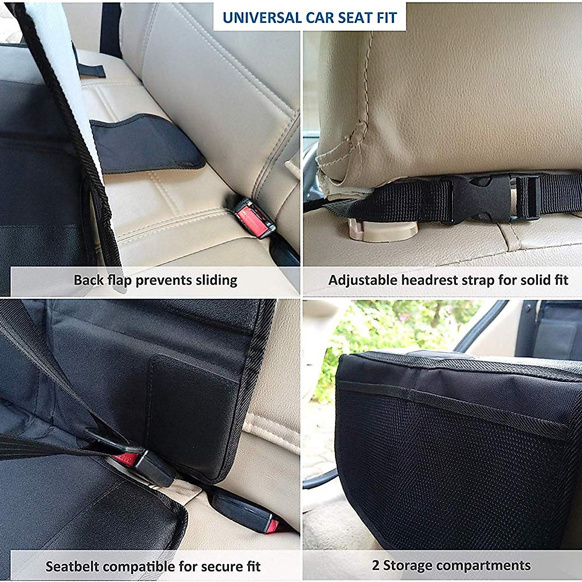 J&C Car Seat Protector 2pcs, 600D Car Seat Protector for Child & Infant Heavy Duty with Non-Slip Spots Universal Fit