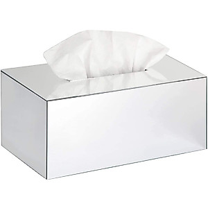 JackCubeDesign Overall Acrylic Mirror Rectangle Tissue Box Holder Case Storage Case Stand Box Napkin Holder Organizer (9.53 x 5.63 x 4.33 inches) - MK219B