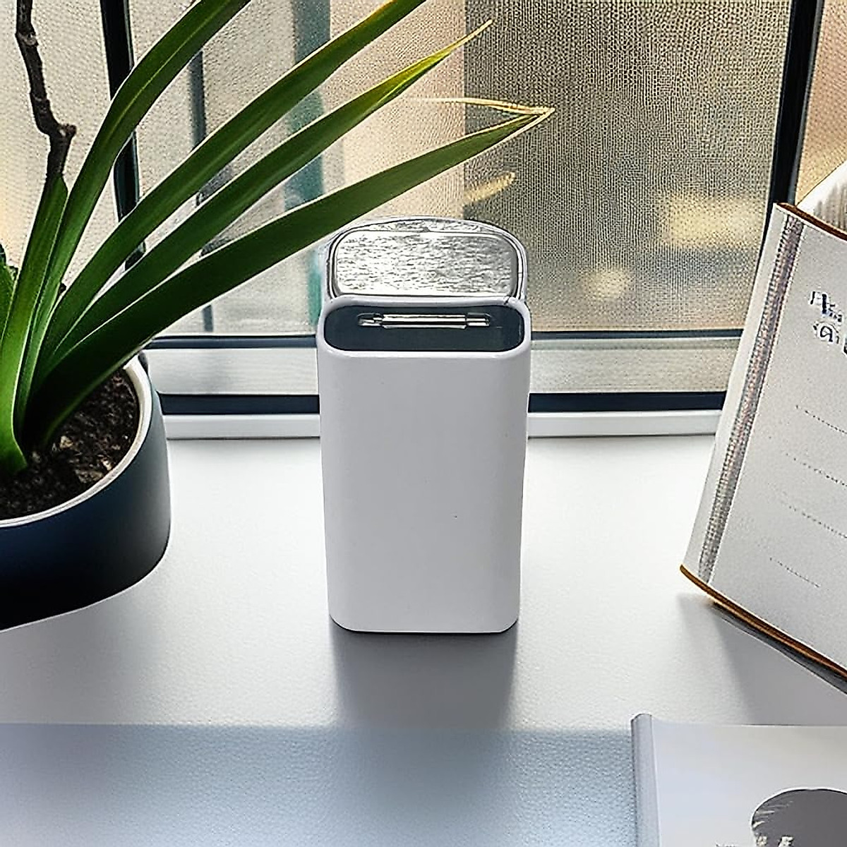 OVELCH 6pcs Metal Tin Box Containers Rectangular Empty Hinged Tins Box Containers for Gum, Candies, Mint, Easy Opening, White 1.5x0.71x2.68 Inches