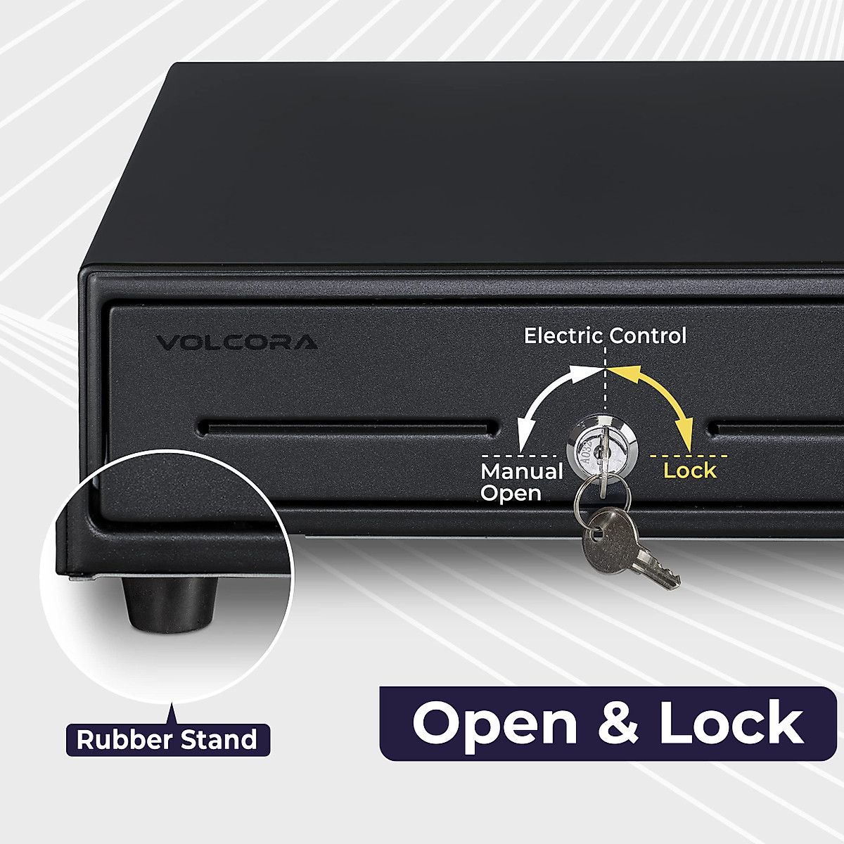 13" Cash Register Drawer for Point of Sale (POS) System with 4 Bill 5 Coin Cash Tray, Removable Coin Compartment, 24V, RJ11/RJ12 Key-Lock, Media Slot, Black - for Stores, Shops, and Businesses