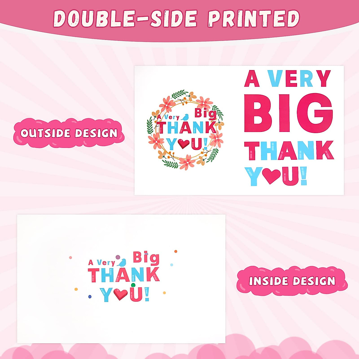 Giant Thank You Card with Envelope, 14 x 22 Inch Very Big Thank You Jumbo Greeting Card, Oversize Group Team Card Jumbo Message Greeting Cards for Wedding Graduation Baby Shower Party Gift (modern)