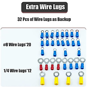 DIKJAK 180A 12-48V Bus Bar, 12 Terminal Power Distribution Block with 32 Wire Lugs, Distribution Block Terminal Block for Car Audio, Solar System, Marine Use