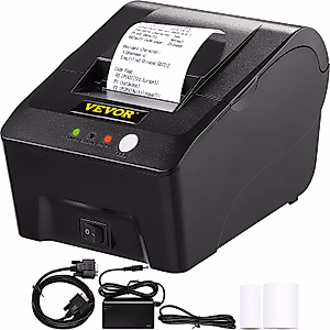VEVOR Printer Receipt, 58mm Thermal Printer, USB Port Printer, ESC/POS Command Thermal Receipt Printer, Portable for Bank, Supermarket, Office, Restaurant Support Win 2003/XP/7/8/10 & Cashbox Driver
