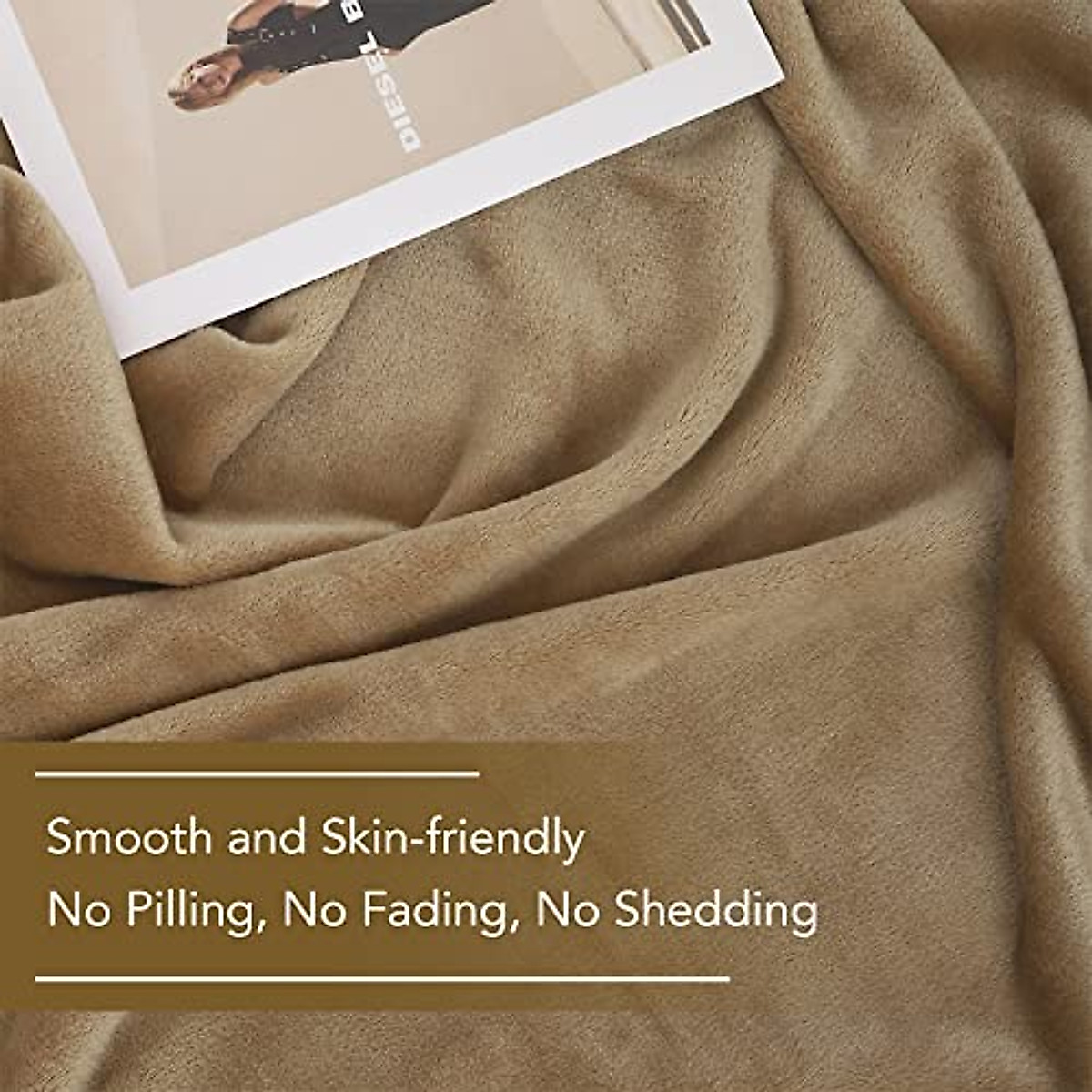 LuxenrelaX Light Weight Fleece Blanket for Couch, Solid Soft Microfiber Fleece Throw Blanket, Cozzy Blanket Machine Washable-60 x 80", Camel