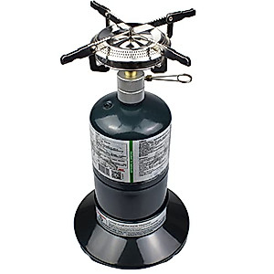 RANDDER Propane Stove Portable Camping Gas Stove 10,000 BTU Bottletop Single Adjustable Burner with 1 lb Tank Base Carrying Case Great for Emergencies Outdoor (Gas Stove & Base (Set-2))