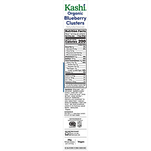 Kashi Cold Breakfast Cereal, Vegan, Organic Fiber, Blueberry Clusters, 13.4oz Box (1 Box)