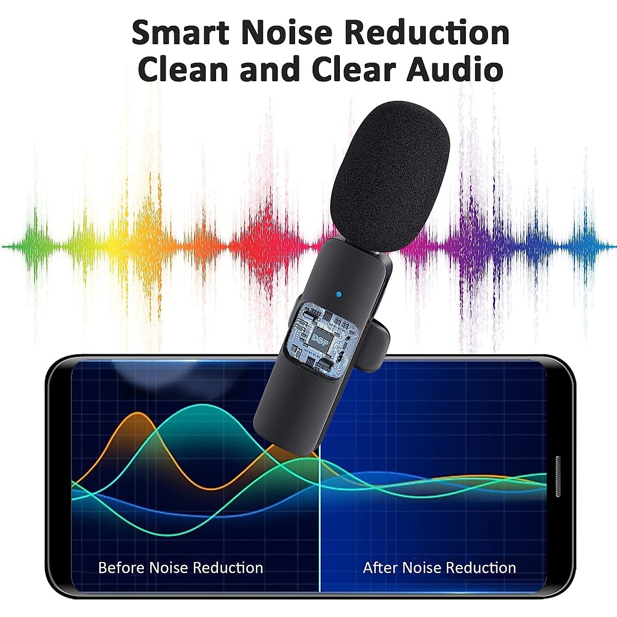 Professional Wireless Lavalier Lapel Microphone for Android Computer - Cordless Omnidirectional Condenser Recording Mic with USB C Interface for Interview Video Podcast Vlog YouTube